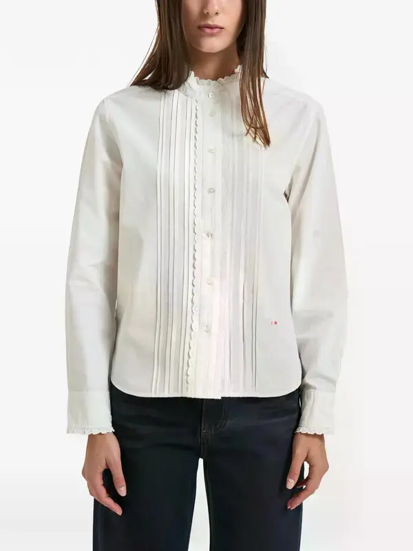 MARANT ETOILE Pintuck-pleat Lace-trim Shirt - White