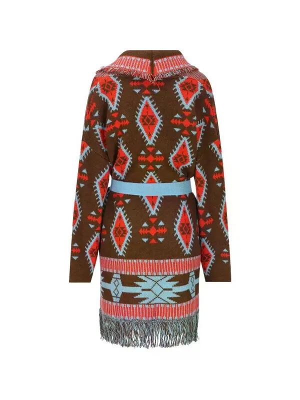 COLOUR MARKET Geometric-pattern Fringed Coat