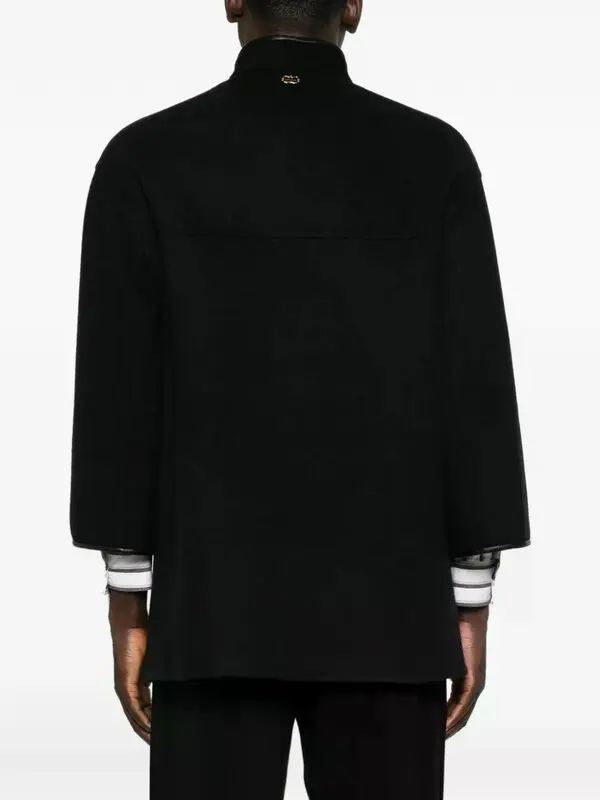 Agnona Leather-trim Zip-up Coat