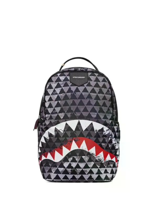 SPRAYGROUND Geometric-print Shark-mouth Backpack - Grey