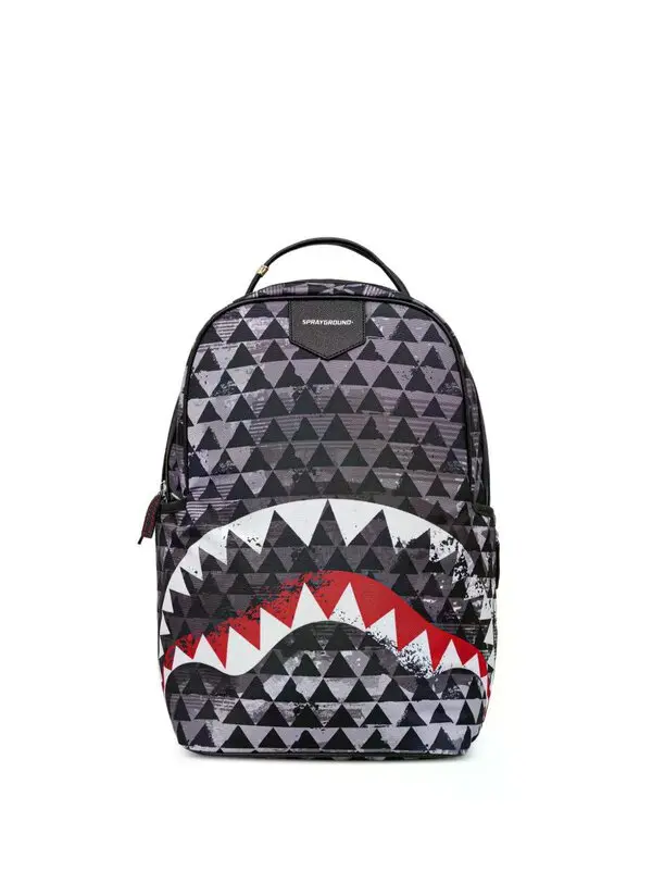 SPRAYGROUND Geometric-print Shark-mouth Backpack - Grey