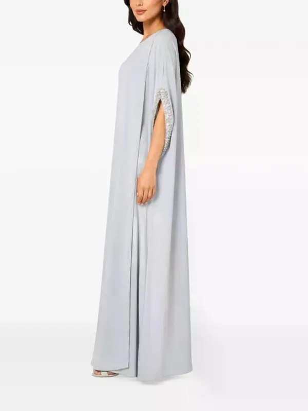 LOODYANA Cape-style Hand-embroidered Maxi Dress - Grey