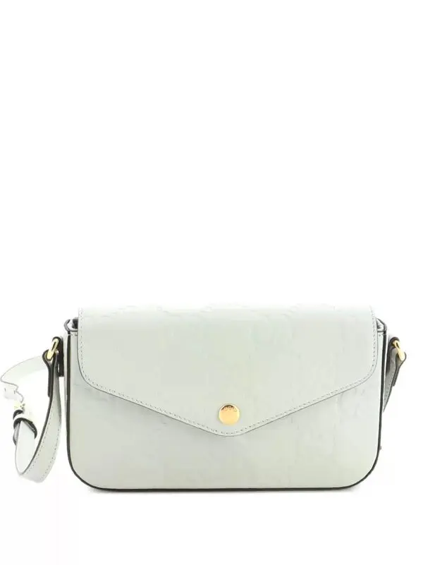 Gucci Envelope Flap Jumbo Gg Embossed Leather Super Mini Crossbody Bag - Green