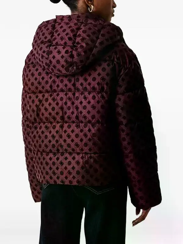 Guess 4g Monogram-print Hooded Puffer Jacket