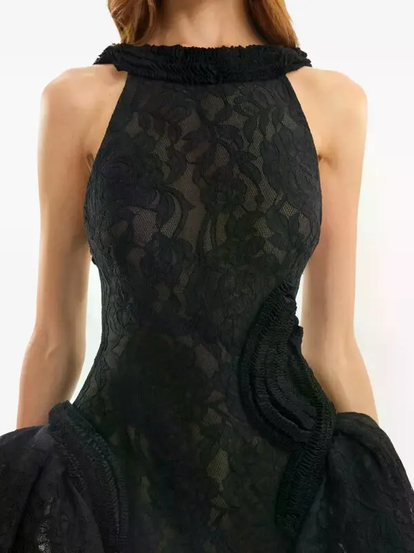 GEMY MAALOUF Embroidered Halter-neck Maxi Dress