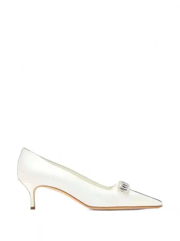 Manolo Blahnik Bottatayon Crystal-embellished Satin Pumps - White