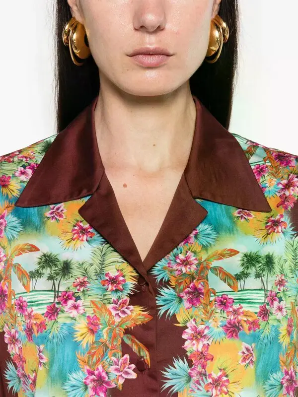 Roberto Cavalli Hawaii-print Cotton Shirt
