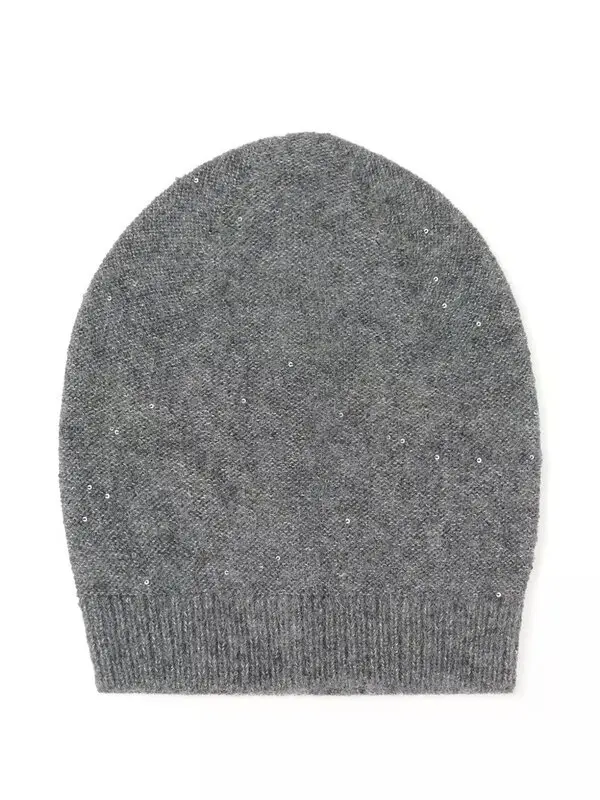 Fabiana Filippi Sequin-embellished Ribbed-knit Beanie Hat - Grey