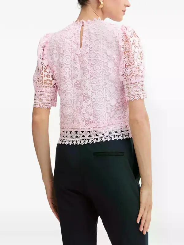 MORGAN Lace-overlay Short-sleeve Top