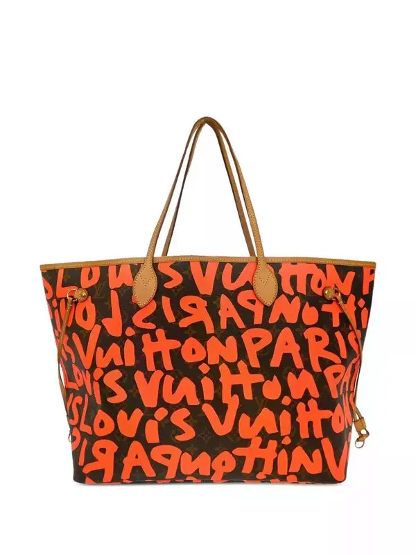 LOUIS VUITTON 2009 Gm Neverfull Graffiti Tote Bag - Orange