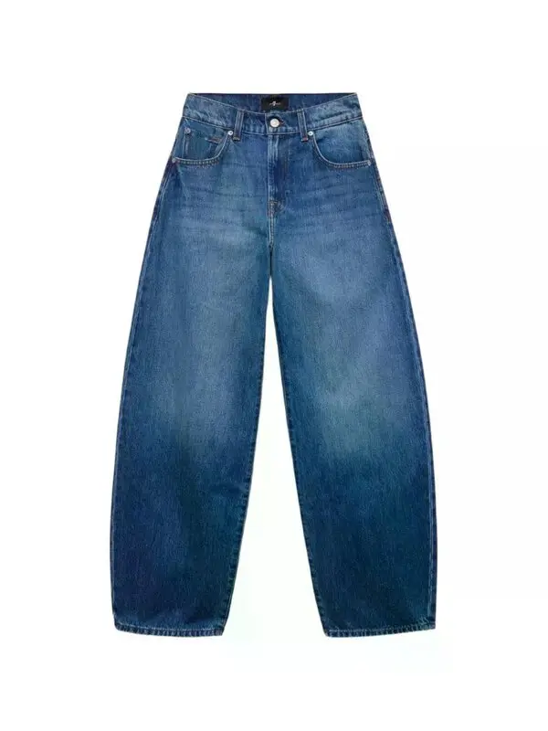 7 For All Mankind Bonnie Curvilinear High-waisted Mid-leg Jeans - Blue