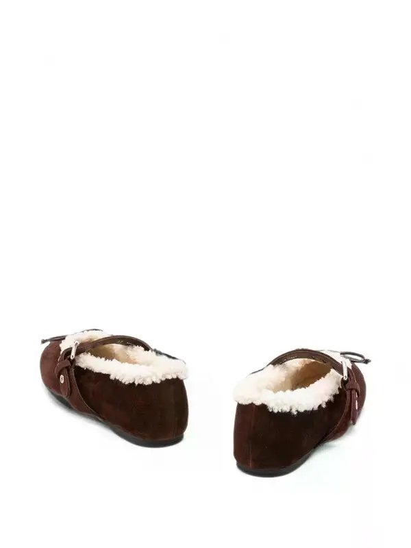 Miu Miu Suede And Shearling Ballerinas - Brown