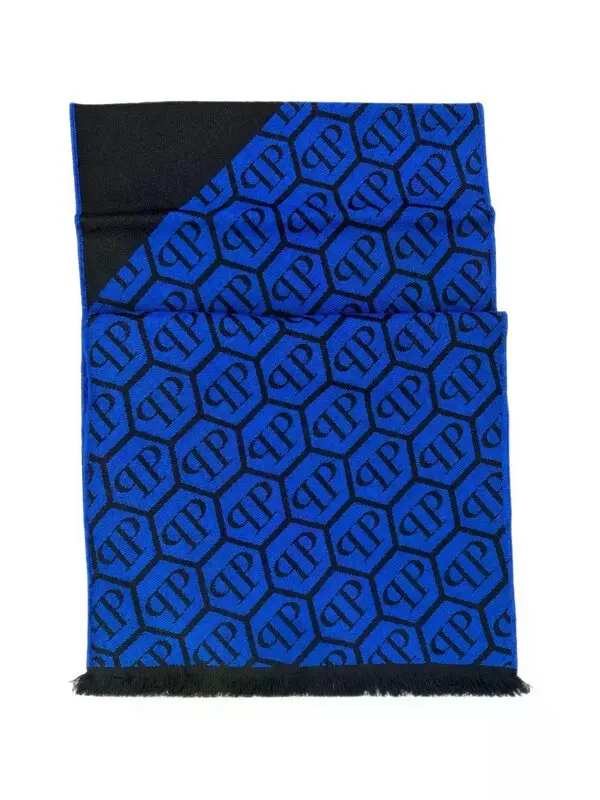 Philipp Plein Monogram-print Fringed Scarf
