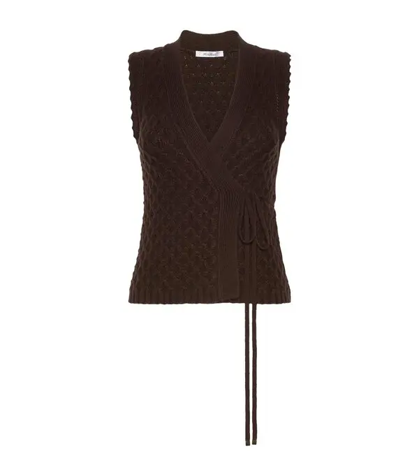 Max Mara Wool-cashmere Wrap Sweater Vest - Brown