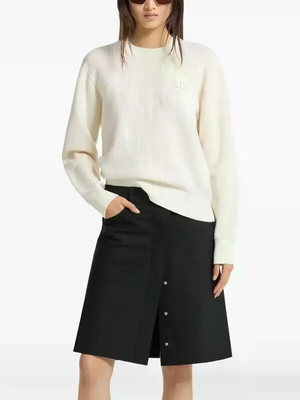 COURREGES Logo-patch Zip-shoulder Sweater - Neutrals