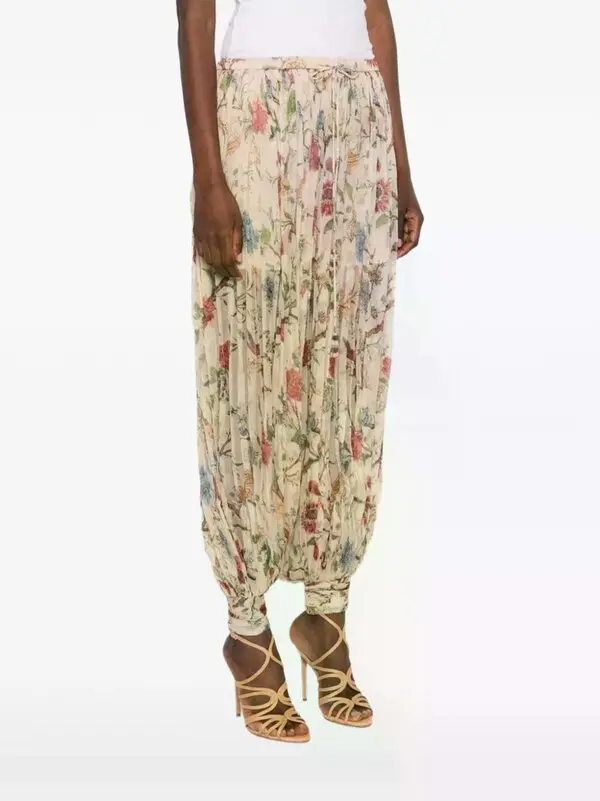 INTO THE EAST Floral-print Tapered Trousers - Neutrals