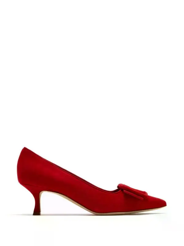 Manolo Blahnik Maysale Suede Pumps - Red