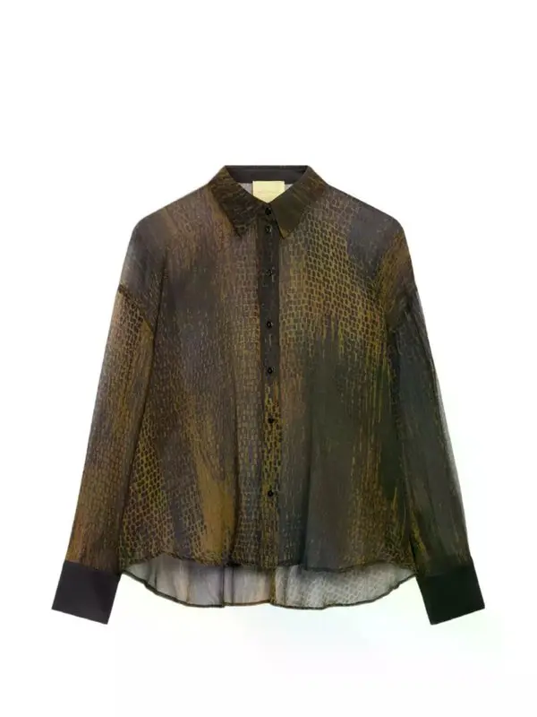 Momoni Freya Printed Silk Shirt - Green