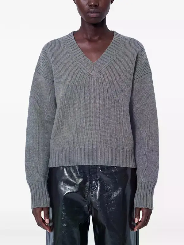 RÓHE Sculptural Ribbed-knit V-neck Sweater