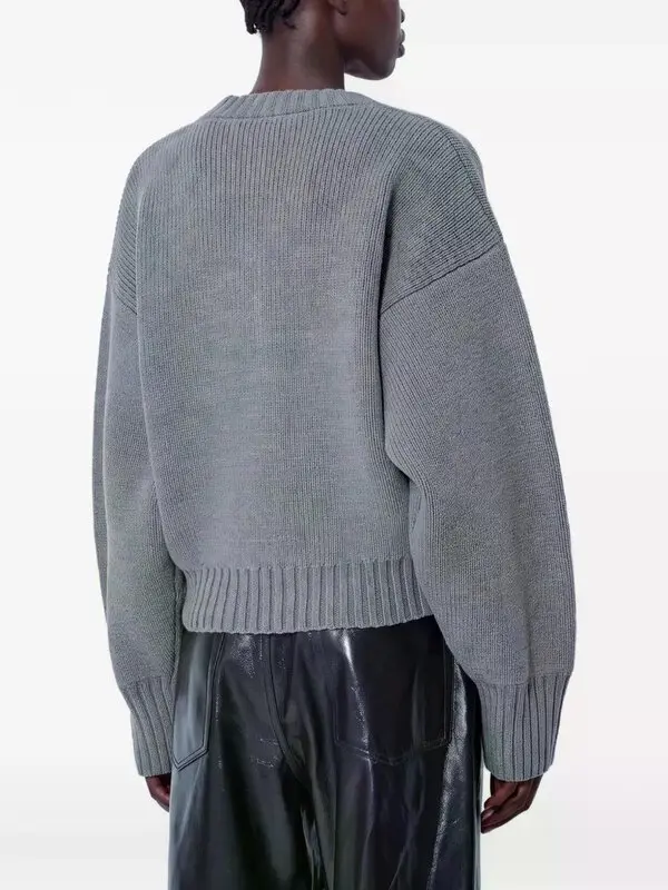 RÓHE Sculptural Ribbed-knit V-neck Sweater