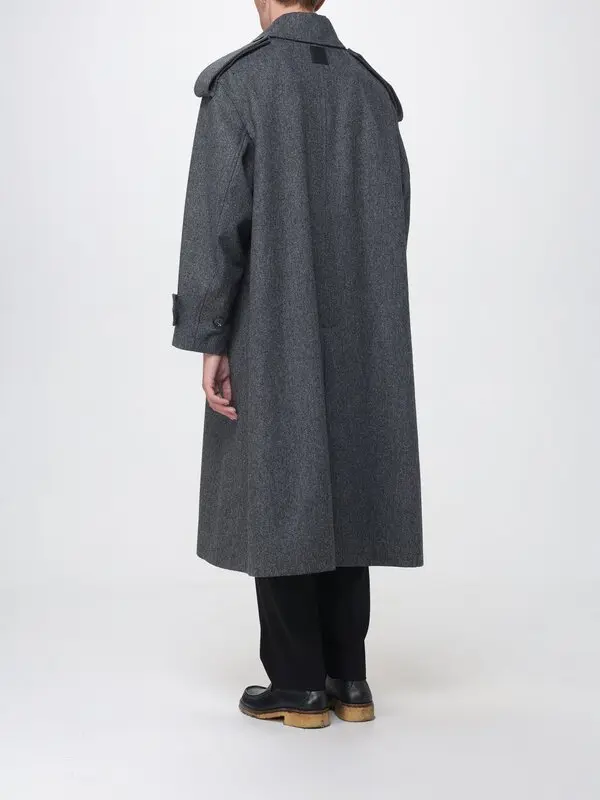 AMI Paris Double-breasted Long Wool Coat With Epaulettes And Relaxed Fit