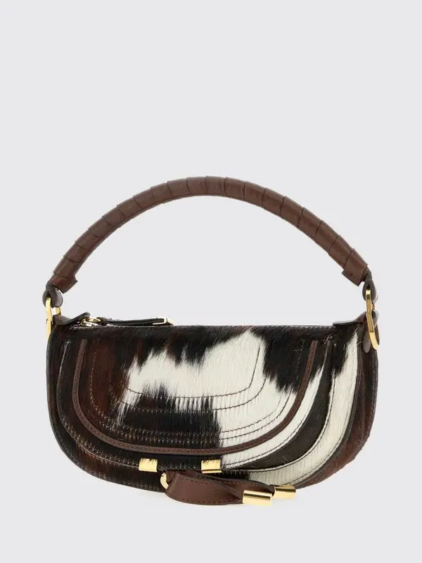 Chloé Marcie Animal Print Leather And Pony Hair Handbag With Braided Handle