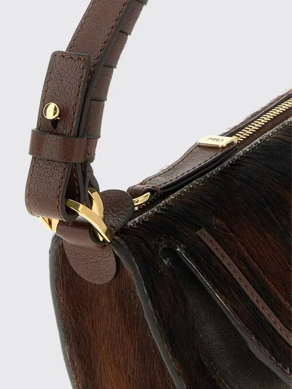 Chloé Marcie Animal Print Leather And Pony Hair Handbag With Braided Handle