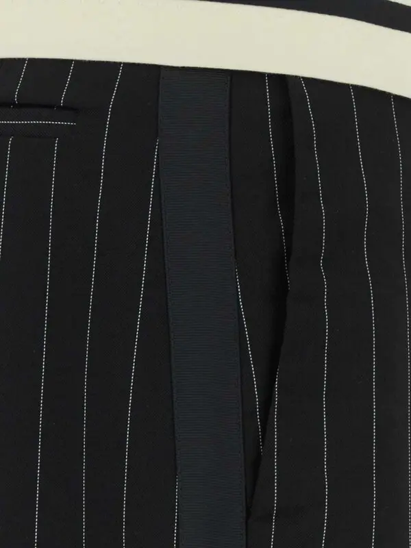 JEAN PAUL GAULTIER Pinstripe Wide-leg Wool Pants With A Mid-rise Fit