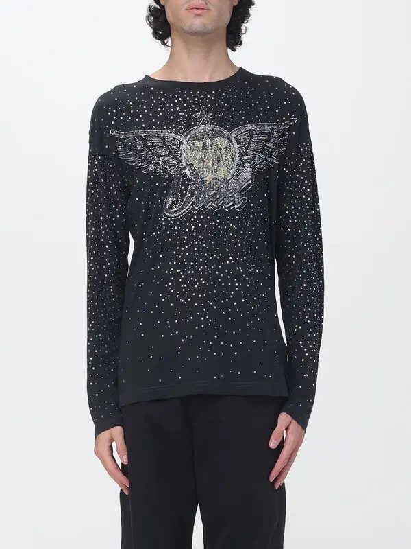 DIESEL® Slim Fit Long-sleeved Cotton T-shirt With Crystals