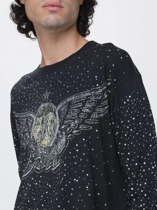 DIESEL® Slim Fit Long-sleeved Cotton T-shirt With Crystals
