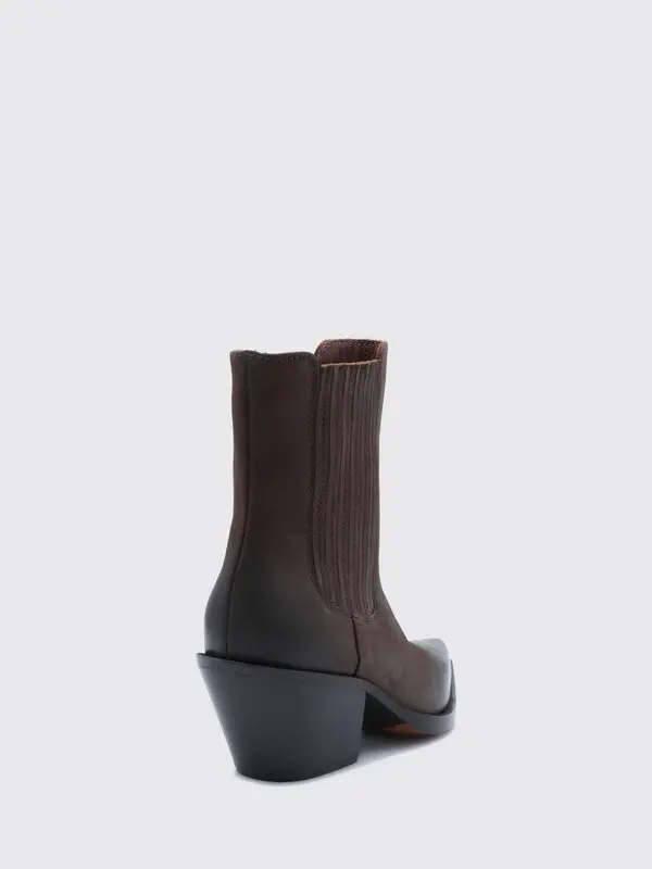Paris Texas Dallas Leather Western Ankle Boots With Flared Heel