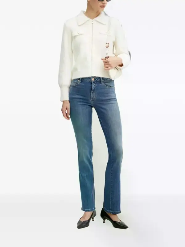 MORGAN Zip-up Knit Sweater - White