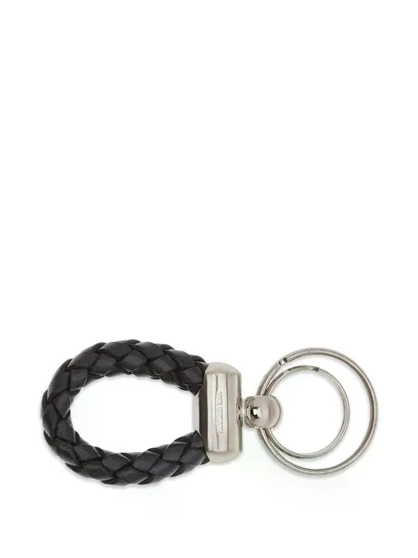 THE BRIDGE Braided Leather Keyring - Silver