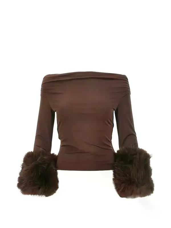 Andamane Tyla Faux-fur Cuffs Top