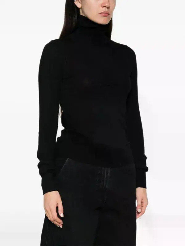 SOLOTRE Ruched Roll-neck Sweater - Black