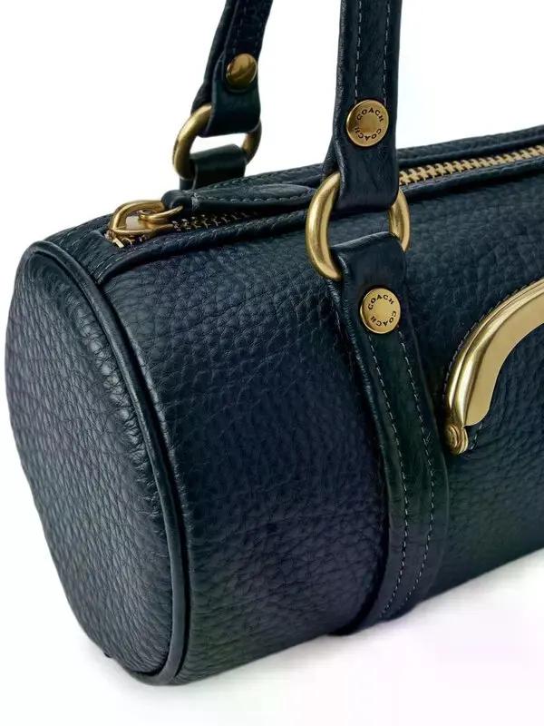 COACH Kisslock Leather Barrel Bag