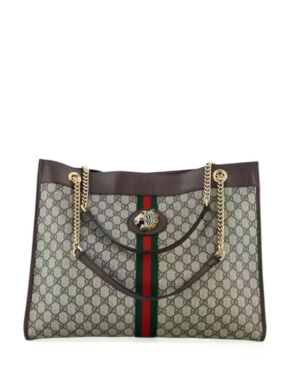 Gucci Rajah Chain Gg Coated Canvas Large Tote Bag - Brown