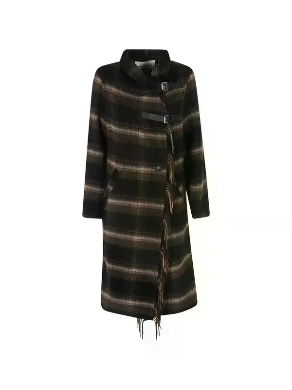 MARANT ETOILE Fringed Checked Coat