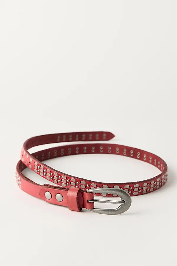 Free People Brie Slim Stud Belt At - Sour Cherry