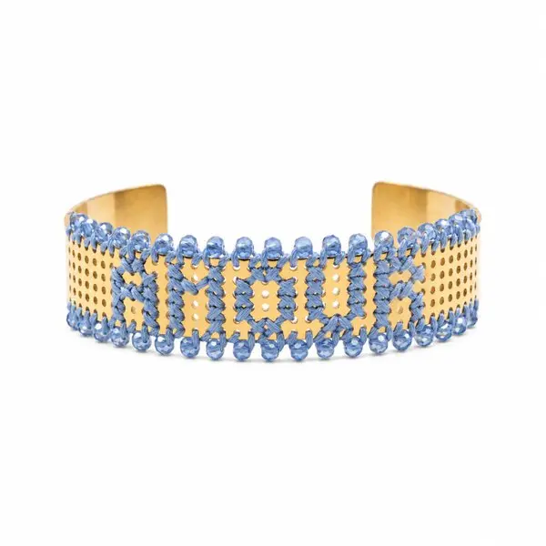 L'EIGHT STUDIO Gold-plated Beaded Cuff Bracelet – Amour Azure