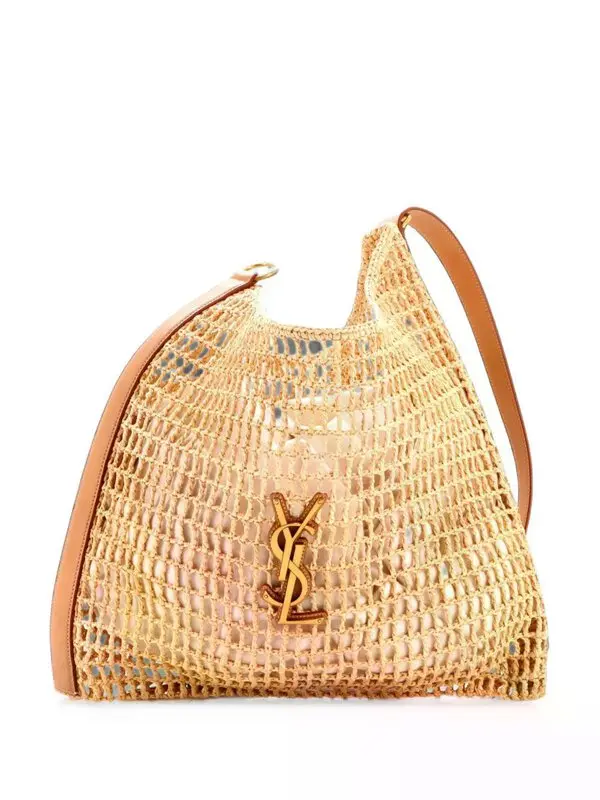 Saint Laurent Oxalis Raffia Crochet With Leather Shoulder Bag