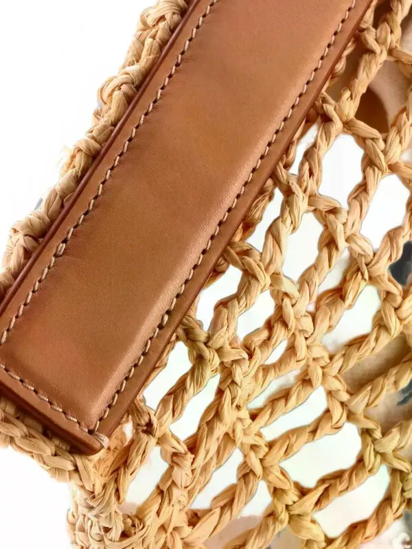 Saint Laurent Oxalis Raffia Crochet With Leather Shoulder Bag