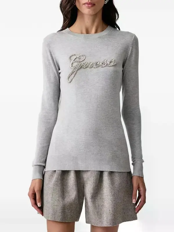 Guess Beaded Logo-embroidered Sweater