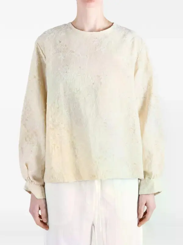CASEY CASEY Biggy Floral-embroidered Long-sleeve Top