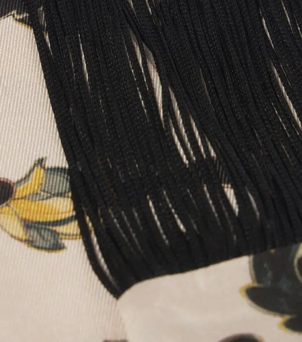 La DoubleJ Printed Fringed Silk Twill Scarf