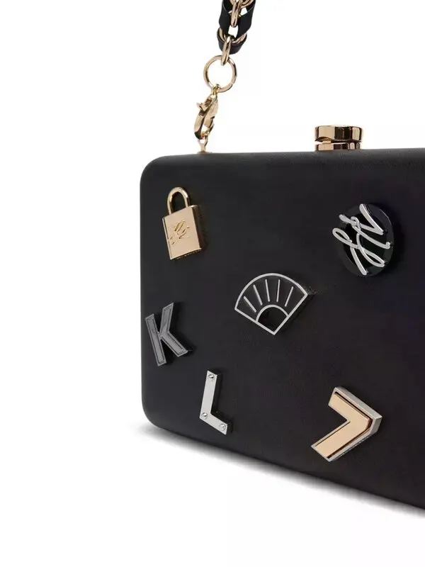 Karl Lagerfeld K/soirée Minaudière Pin-embellished Clutch Bag - Black