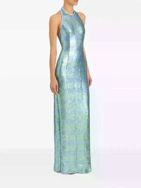MARKARIAN Nerine Gingham Sequin Maxi Gown