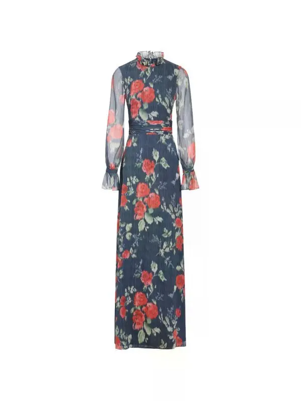 MARKARIAN Adelaide Floral-print Ruffled Gown - Blue