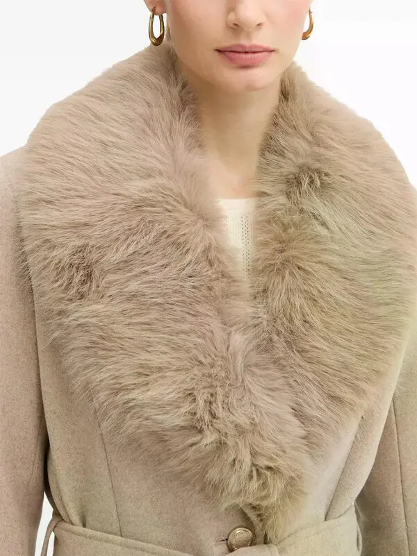 MORGAN Faux-fur Collar Belted Coat