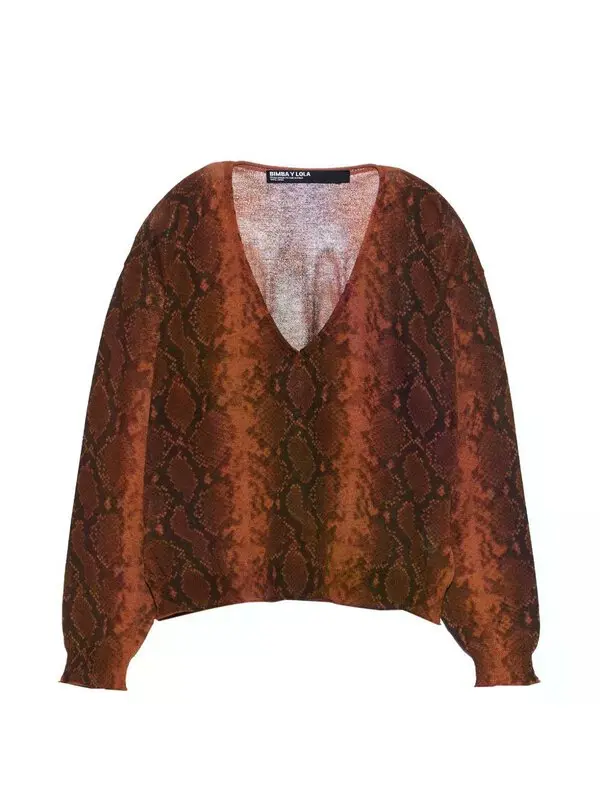 Bimba Y Lola Caramel Snake V-neck Sweater